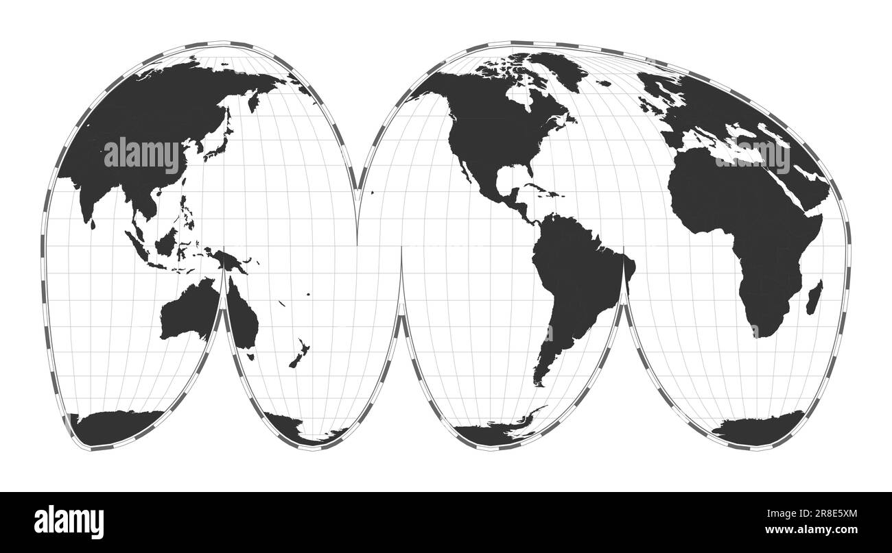 Mollweide world map Black and White Stock Photos & Images - Alamy