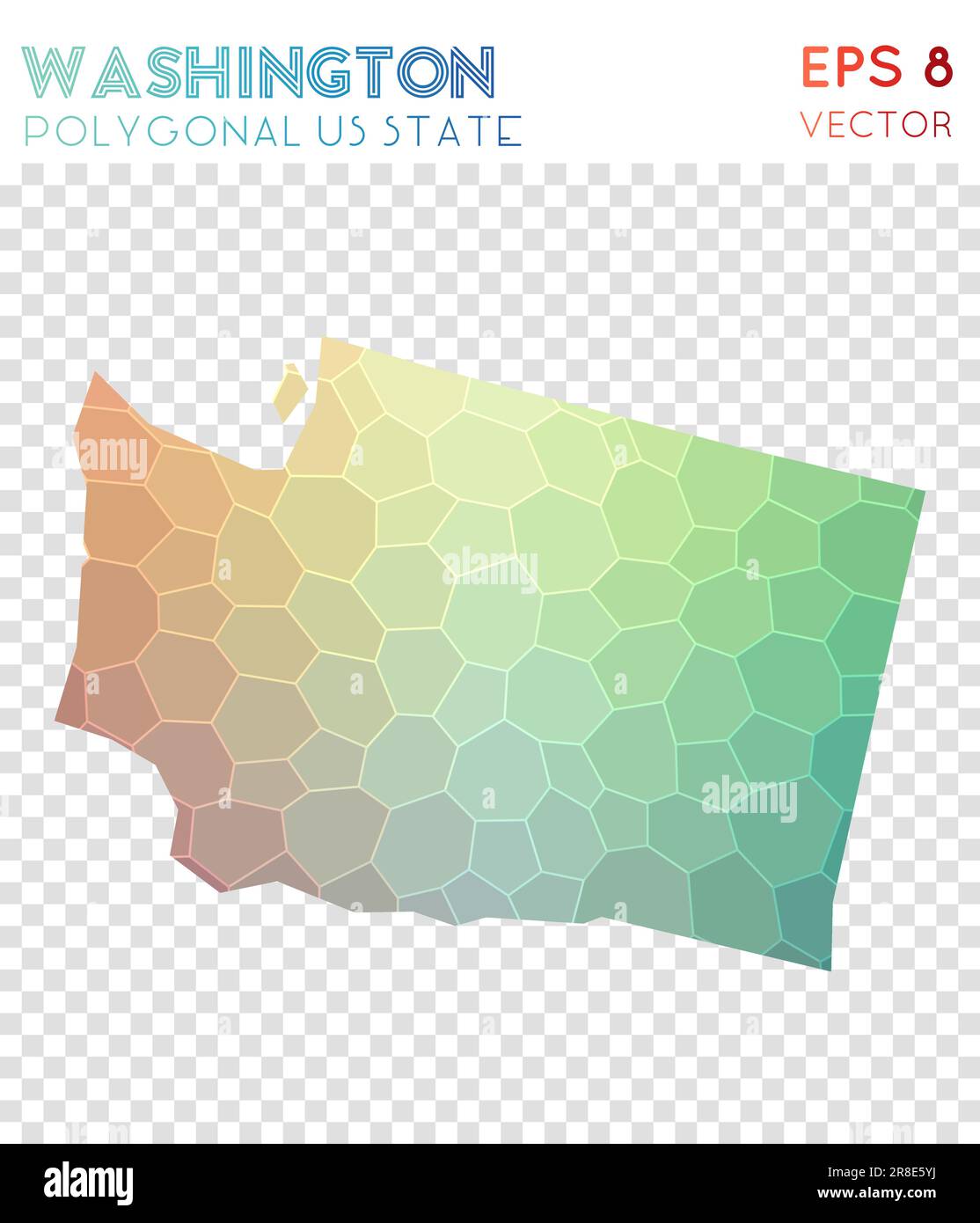 Washington polygonal map, mosaic style US state. Cool low poly style ...