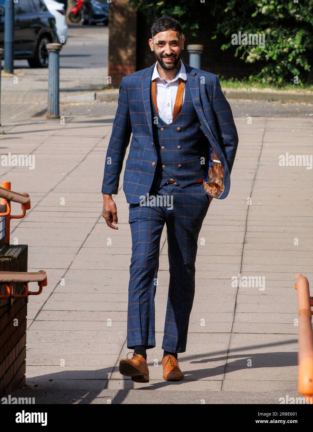 Man United fan, James White, arrives at Court in London. He wore a T shirt with 97 Not Enough ...