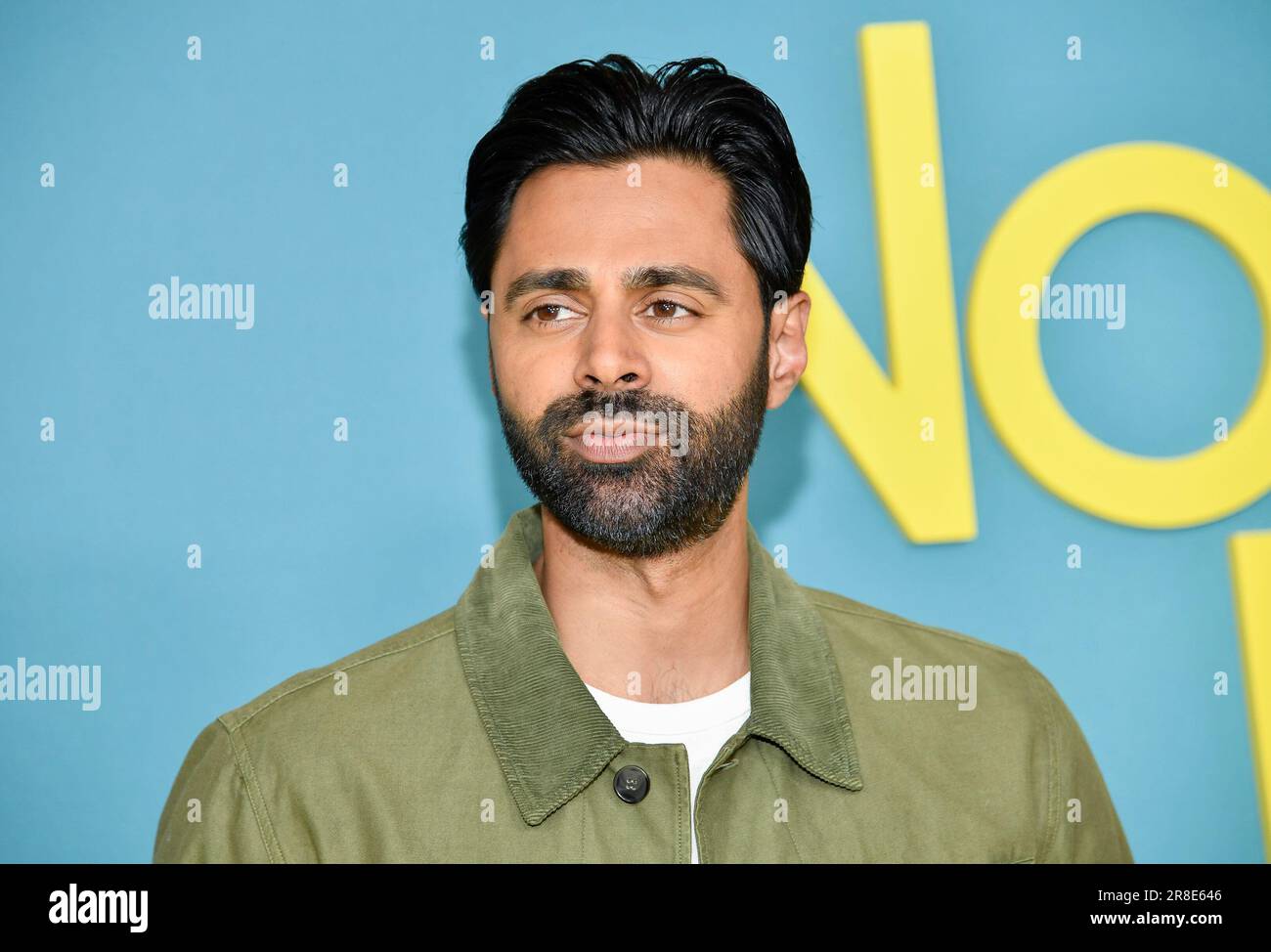 Hasan Minhaj attends the premiere for "No Hard Feelings" at AMC Lincoln ...