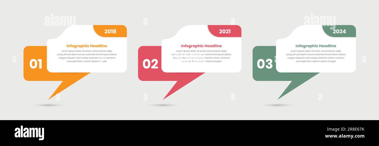 Minimalistic text bubble shape designed steps infographic presentation ...