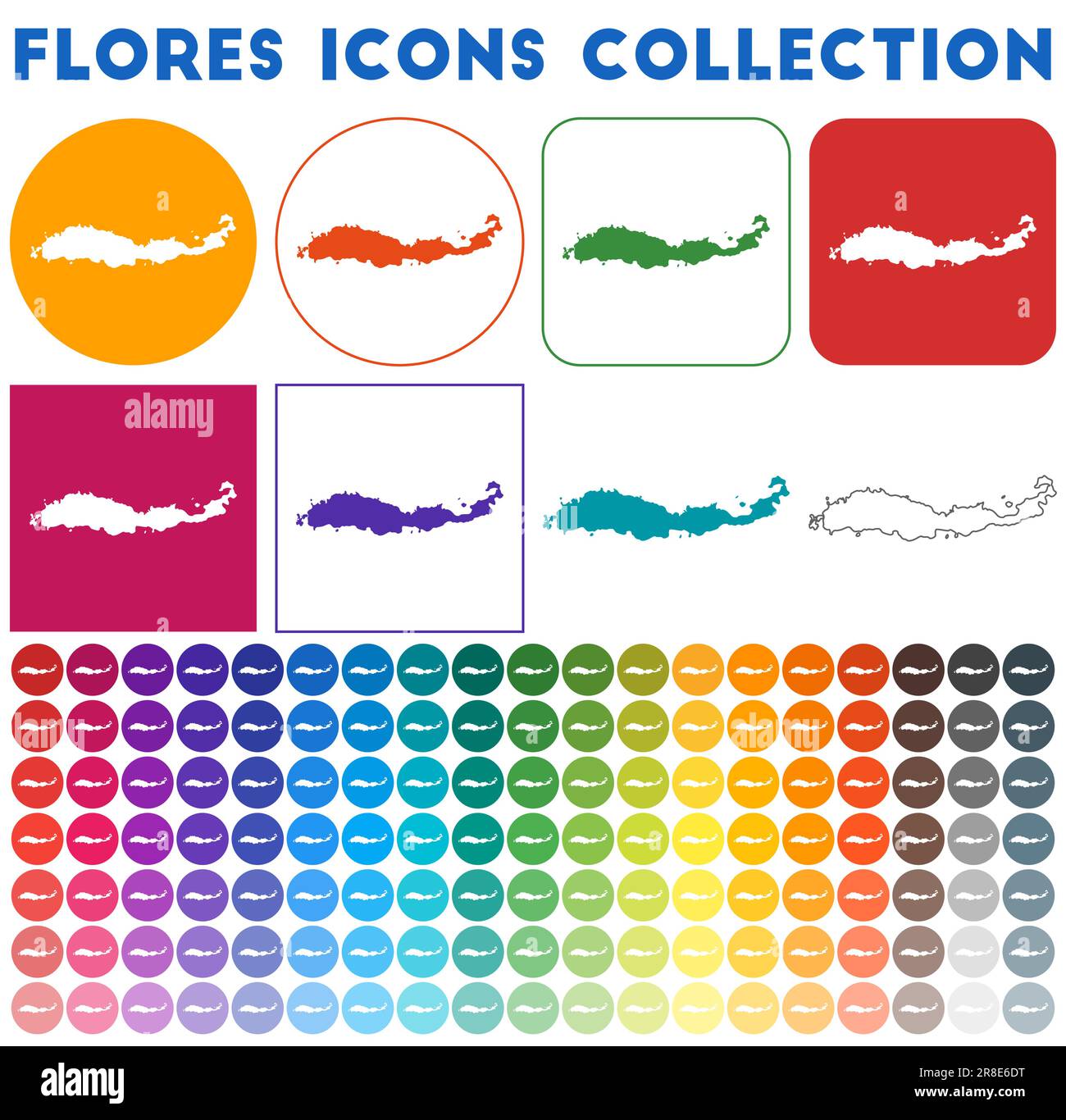 Flores icons collection. Bright colorful trendy map icons. Modern ...