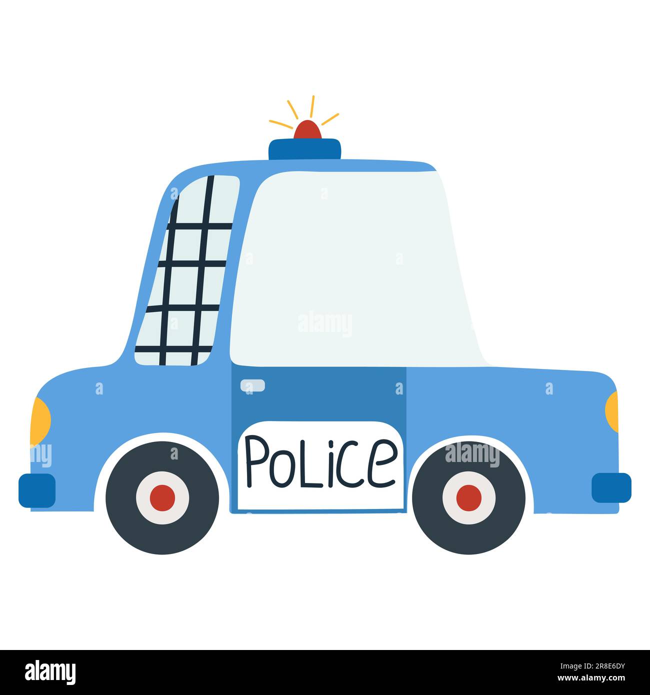 Cartoon police car. Vector illustration on a white background Stock ...