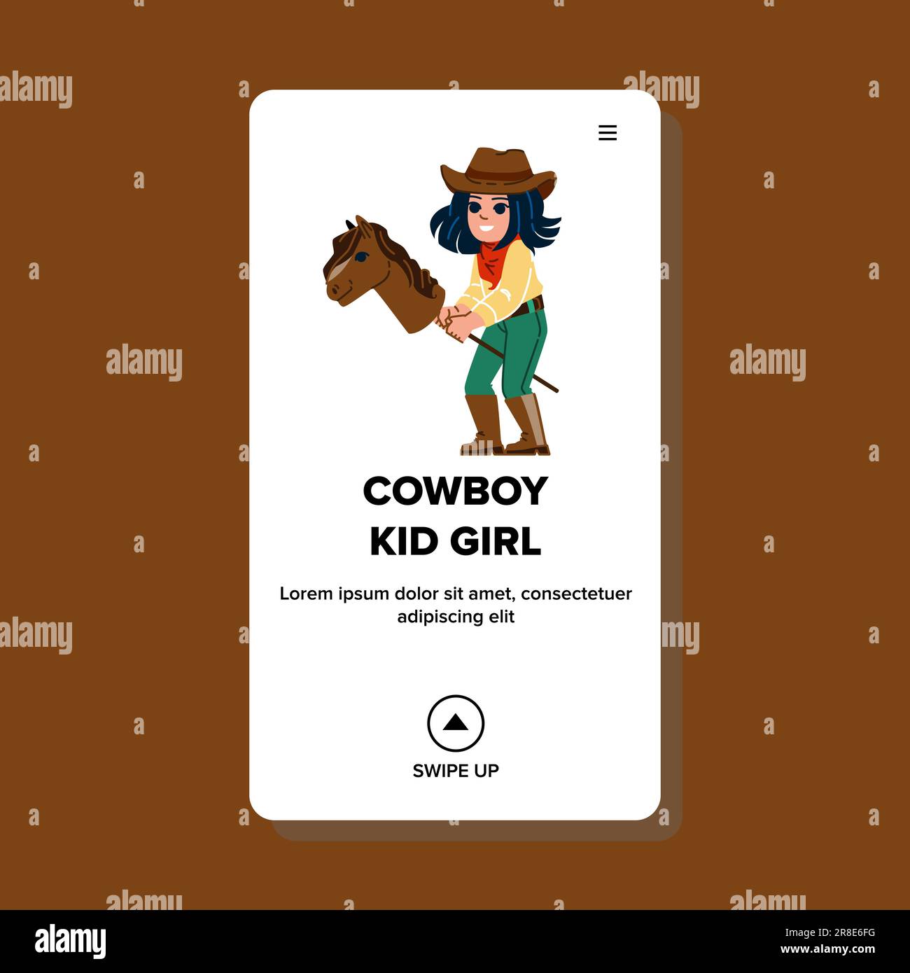 cowboy kid girl vector Stock Vector Image & Art - Alamy