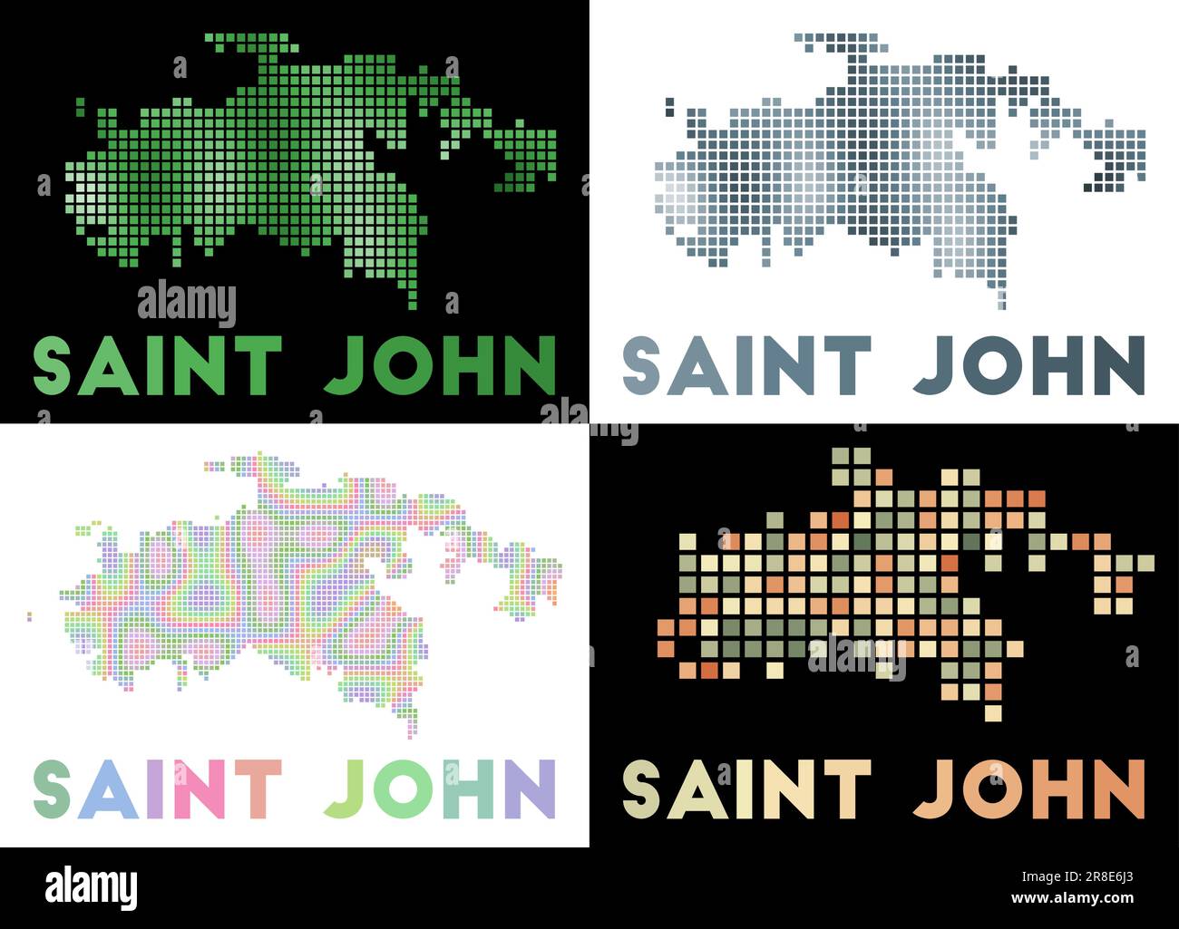 Saint John map. Collection of map of Saint John in dotted style ...