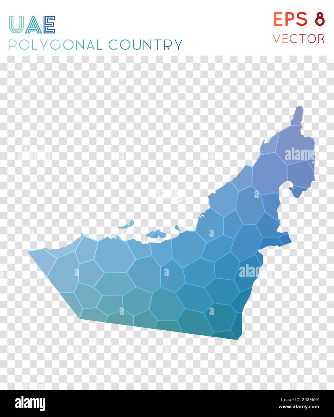 UAE polygonal map, mosaic style country. Alluring low poly style ...