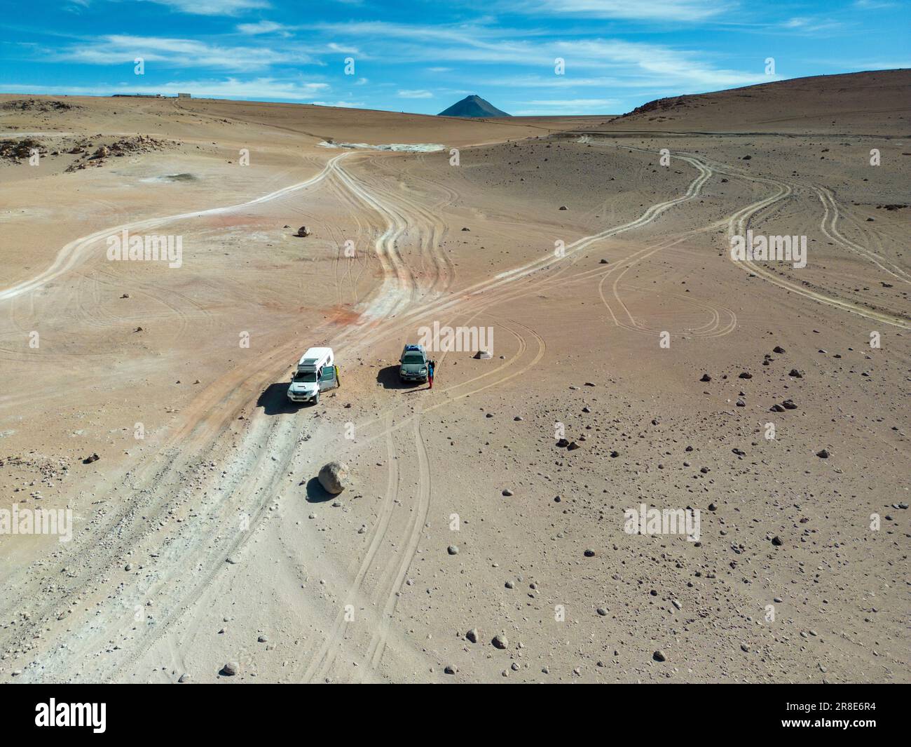 4x4 cars traveling the famous lagoon route in Bolivia - camping at the ...