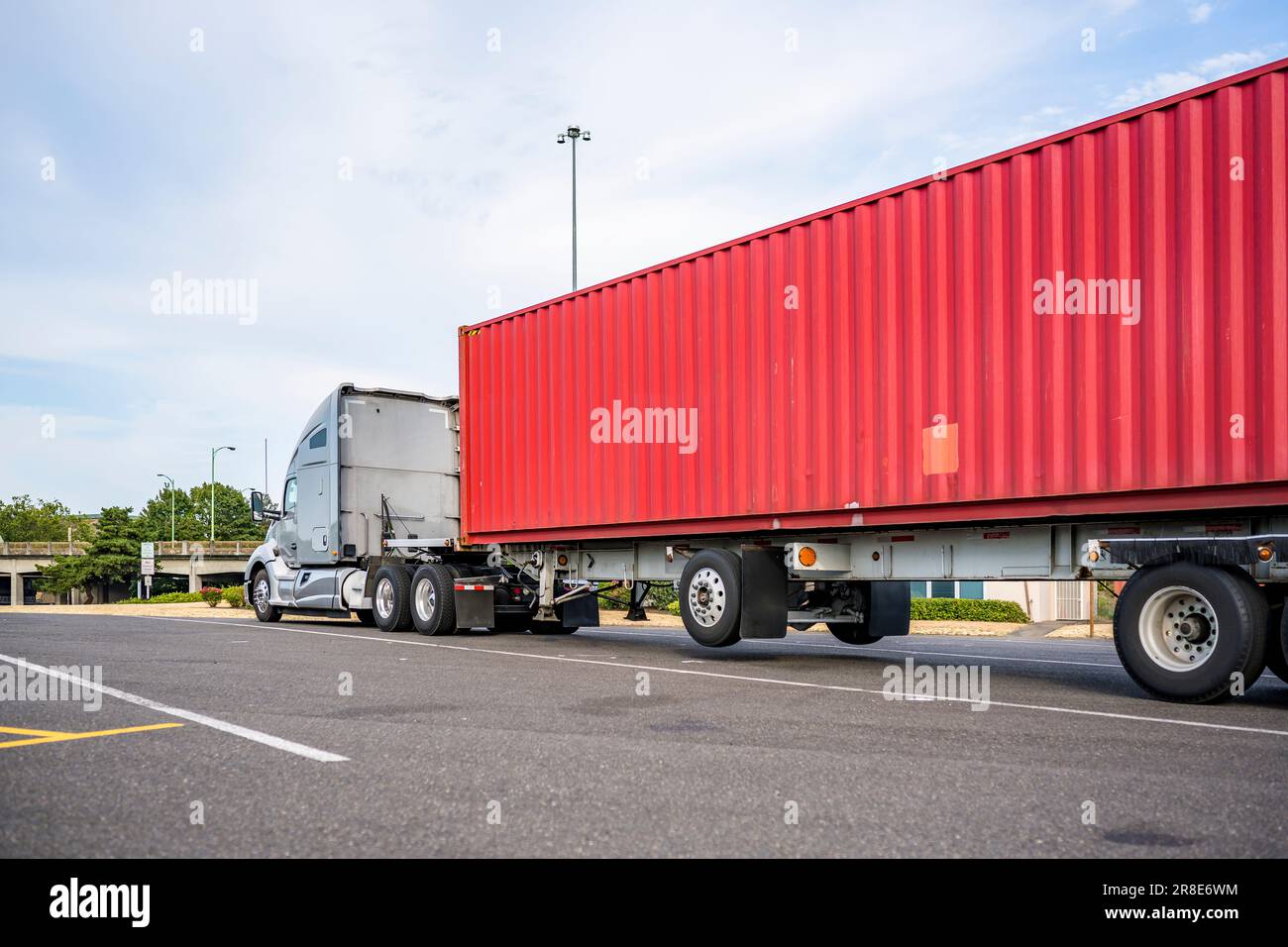 Industrial long hauler gray pro big rig high cab semi truck tractor ...