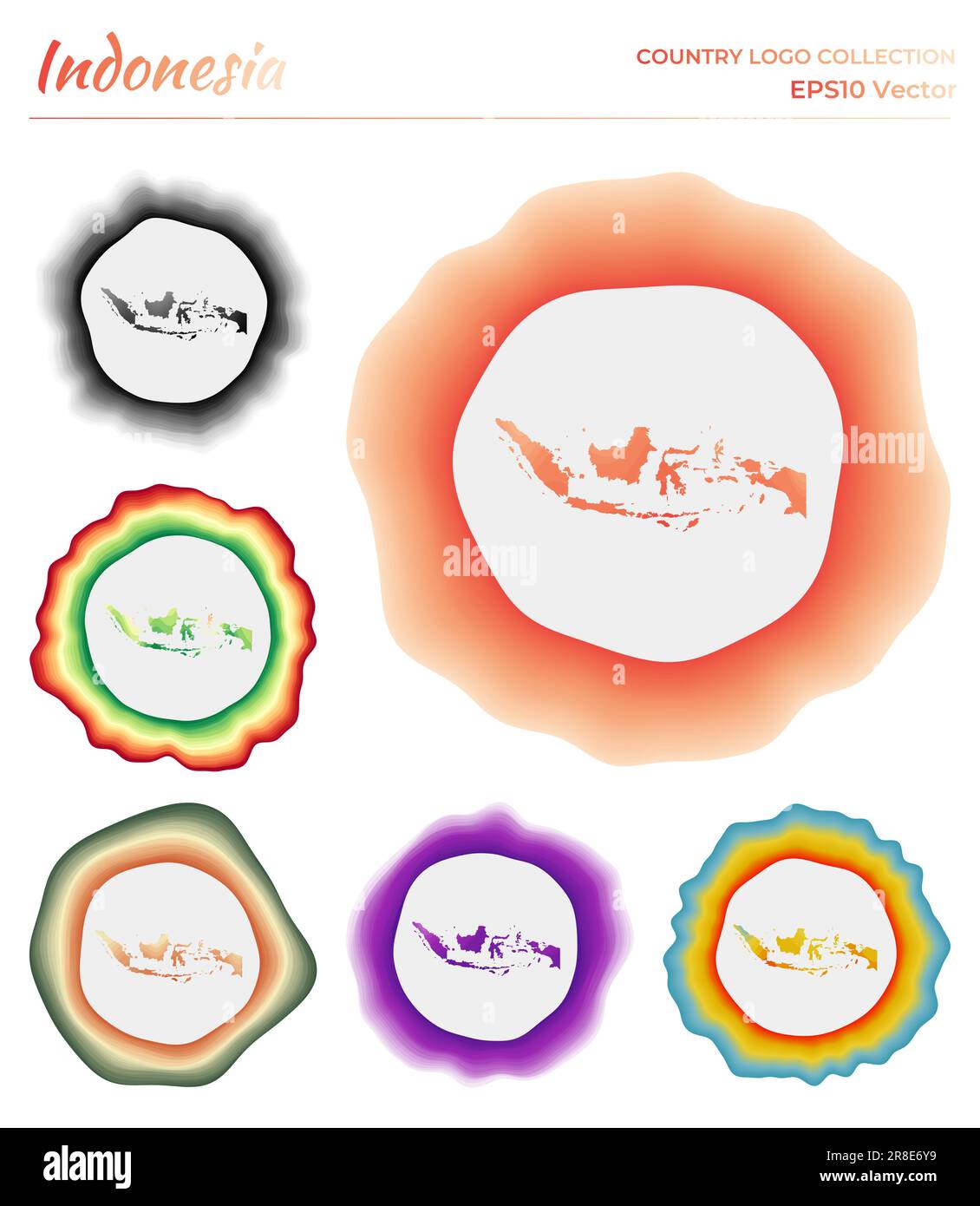 Indonesia logo collection. Colorful badge of the country. Layers around ...