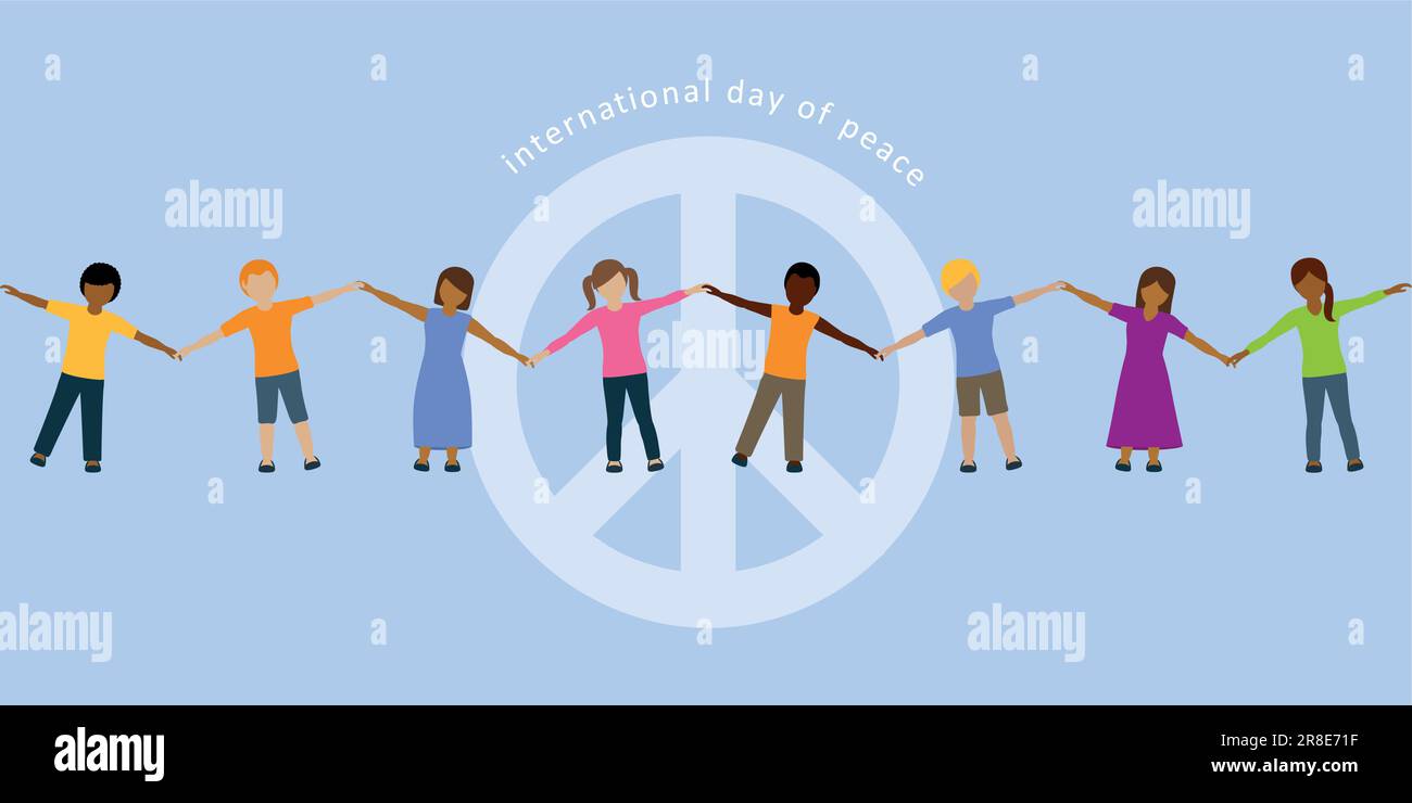 children of different skin color holding hands on international day of peace Stock Vector Image ...