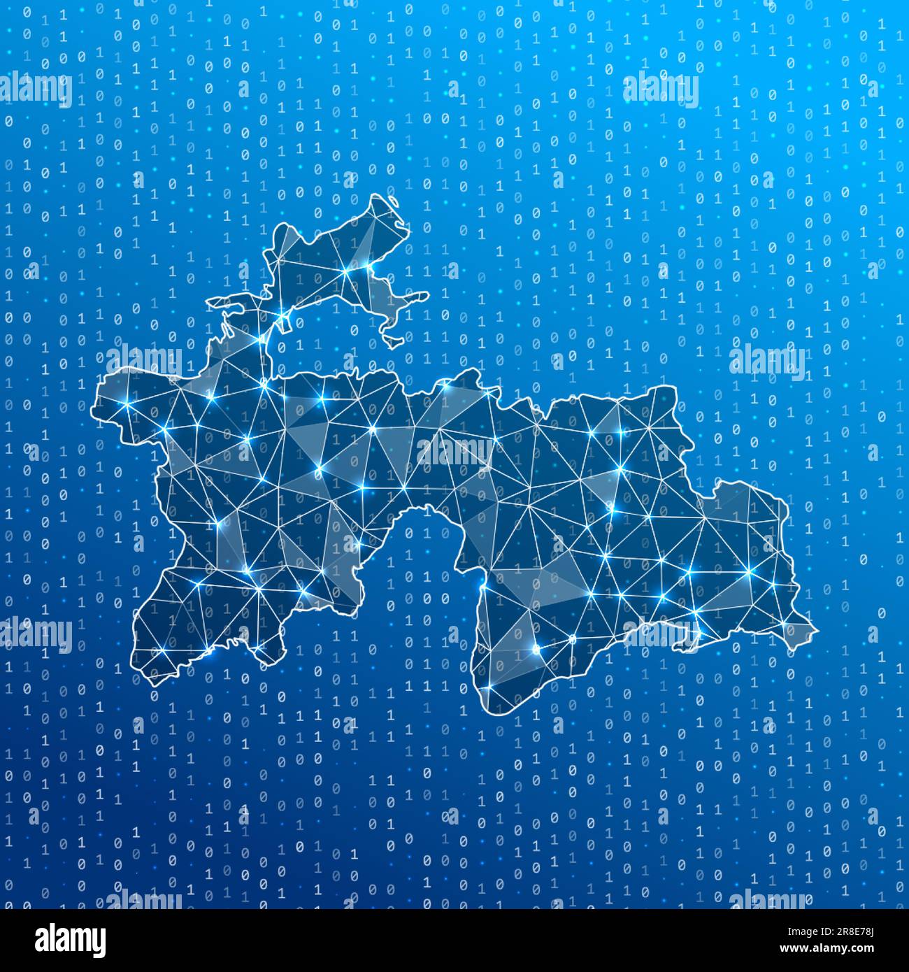 Network map of Tajikistan. Country digital connections map. Technology, internet, network ...