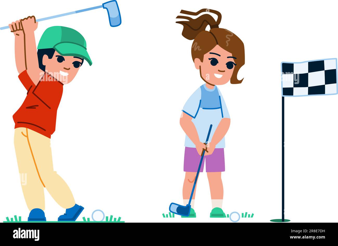 golf kid vector Stock Vector Image & Art - Alamy