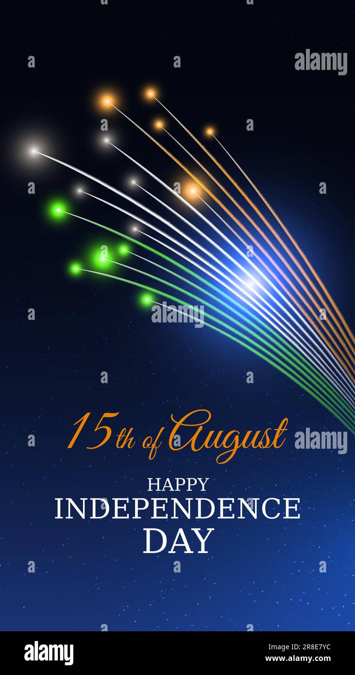 15th of august, india independence day Indian colorful fireworks flag ...