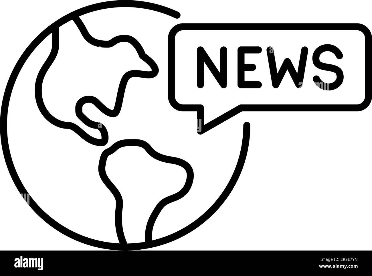 World news icon. Earth globe and message. Pixel perfect, editable icon ...