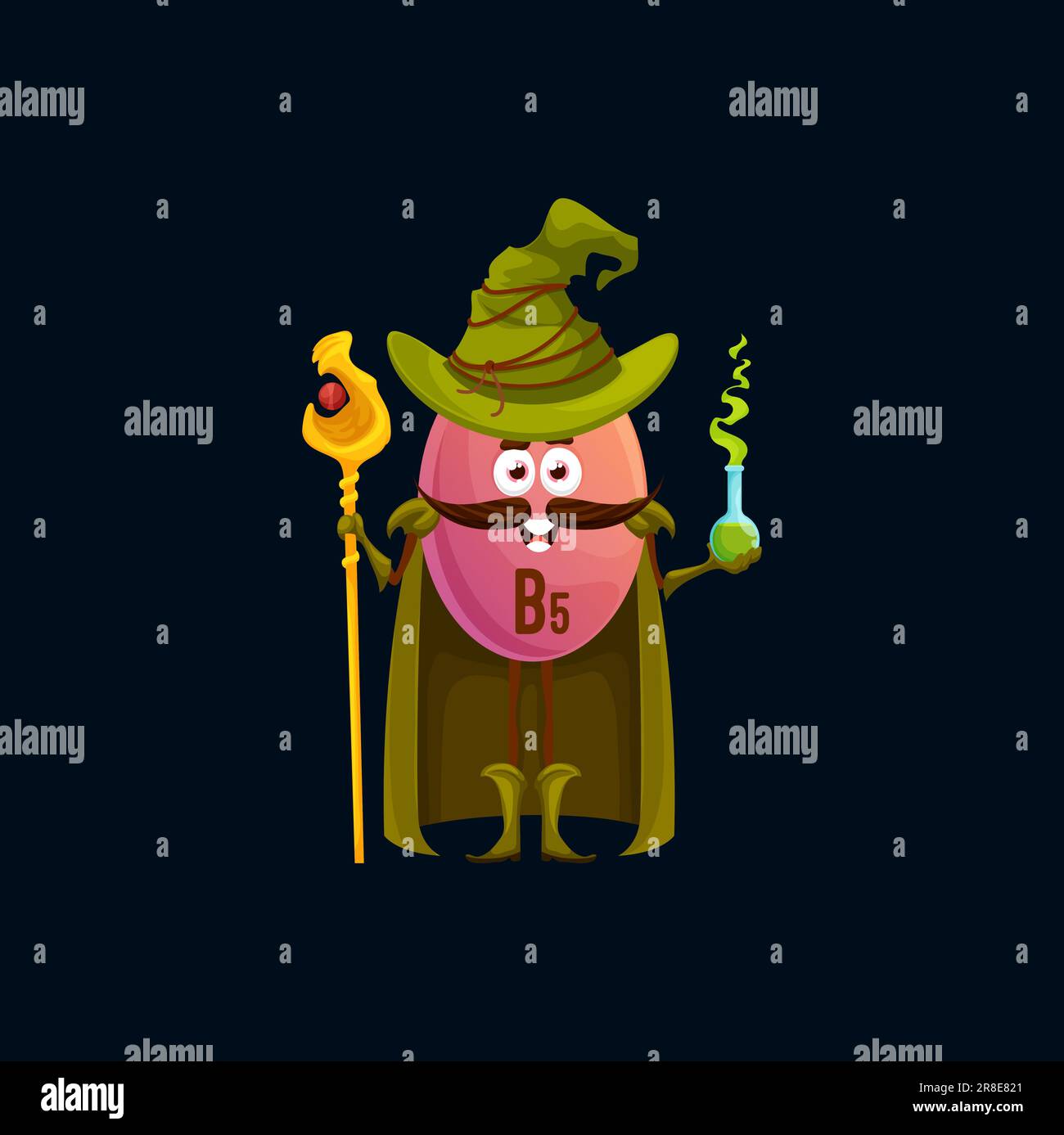 Cartoon vitamin B5 mage character. Vector pantothenic capsule food ...