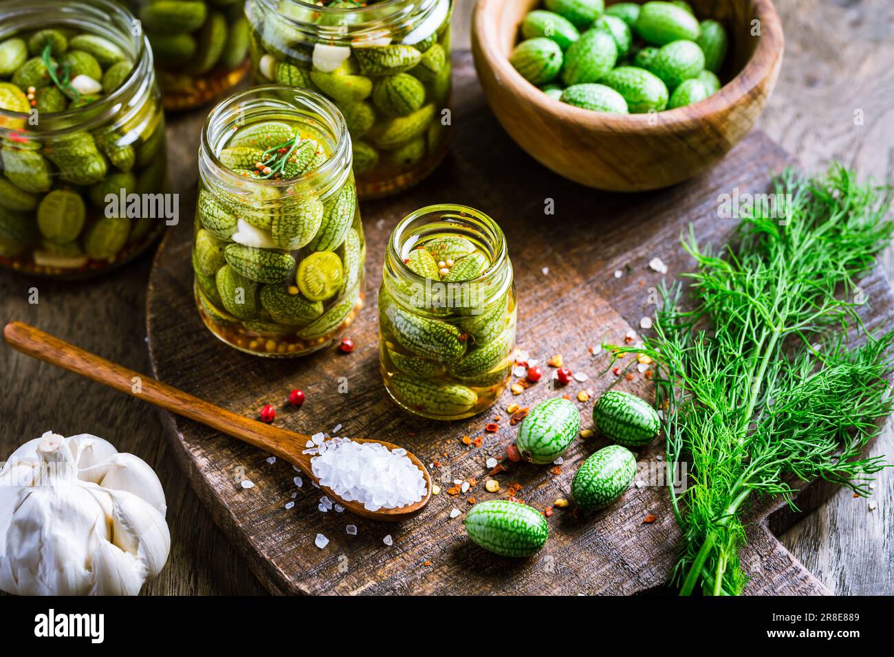 Homemade food: Pickled cucamelons (pickled cucumbers, pickled gherkins ...