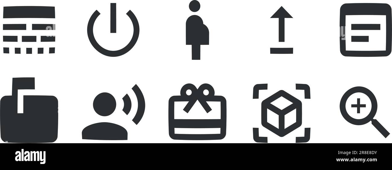 Set of 10 icons Actions. A set vector icons. Outline isolated signs ...