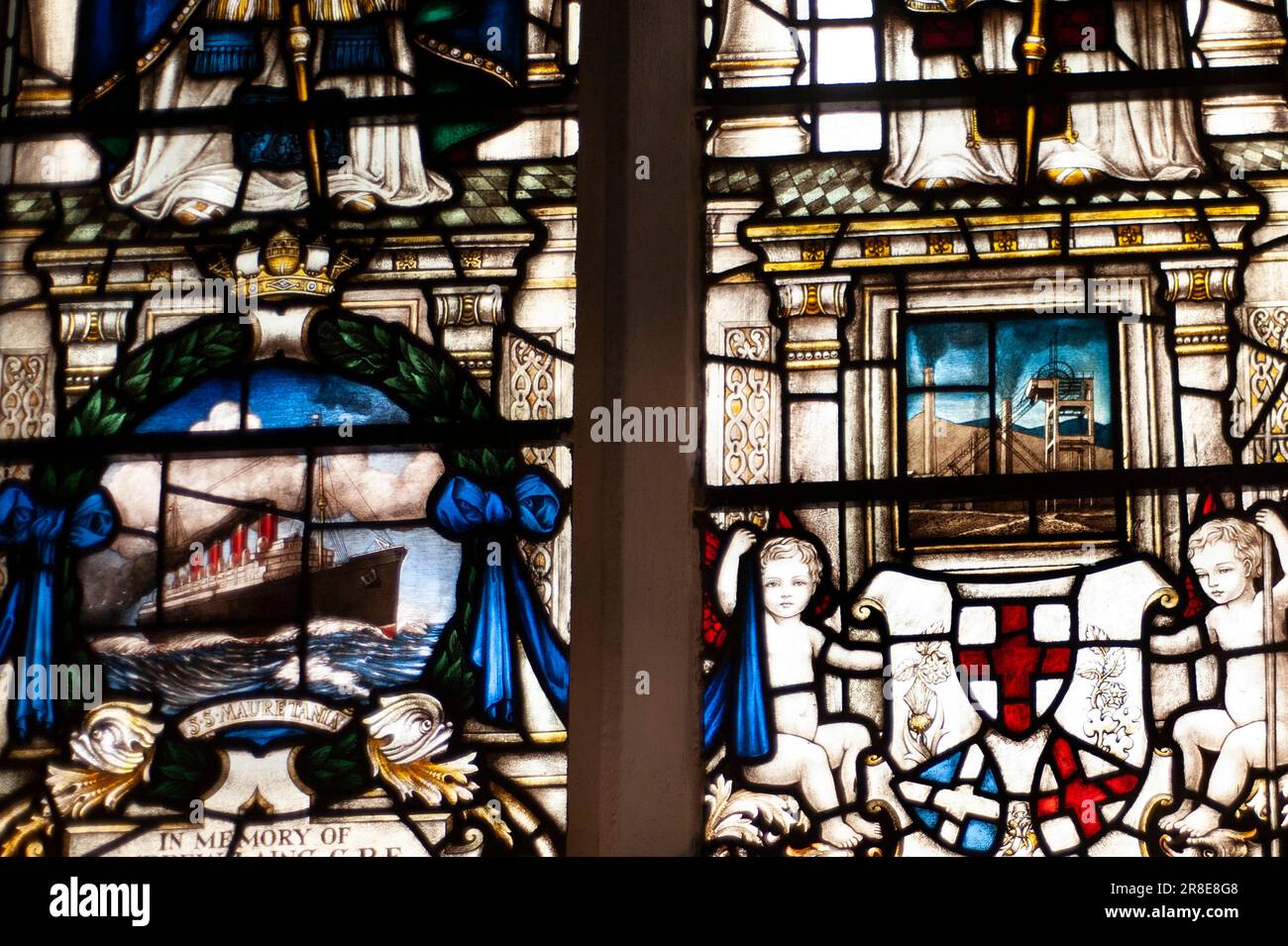 RMS Mauritania and coal mines depicted on the Sir Andrew Laing Memorial ...