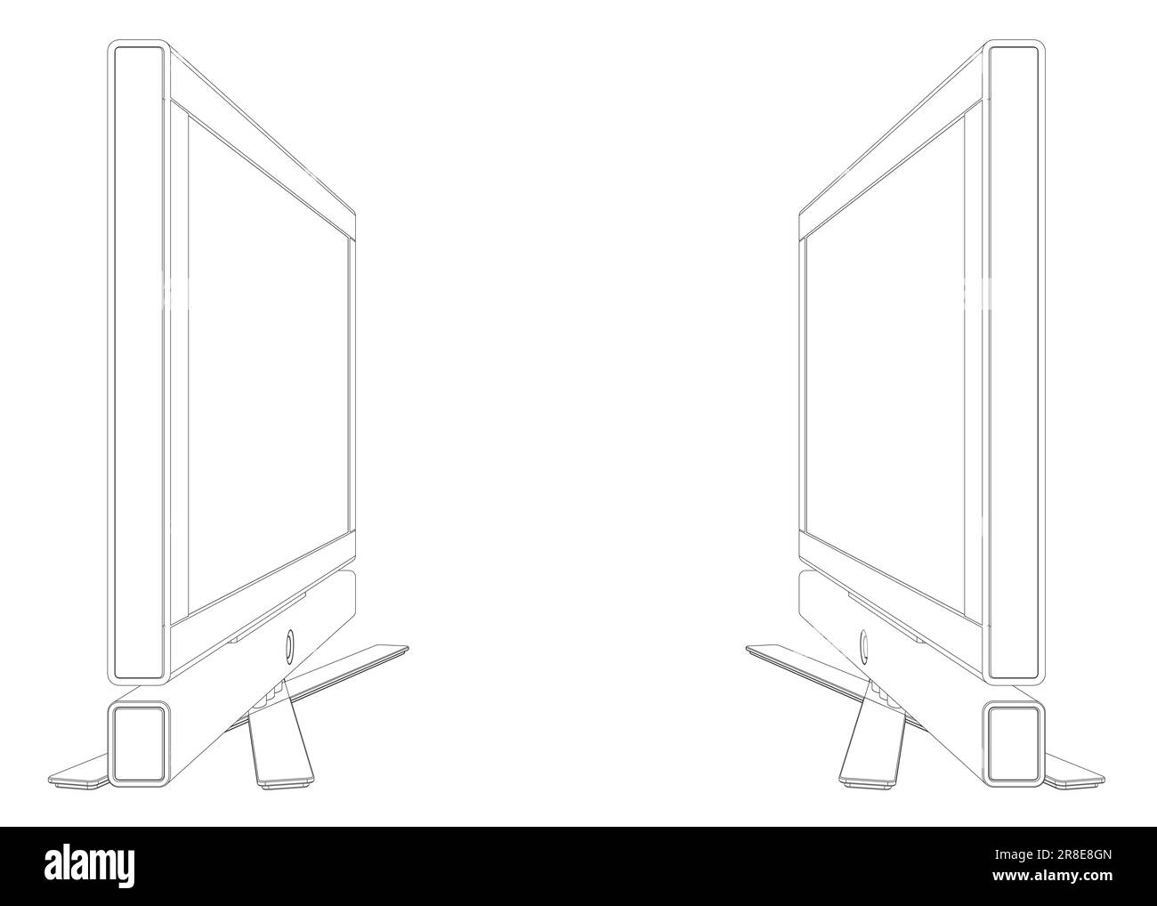 Vector laptop outline. Personal computer in flat style. Desktop computer contour. Computer ...