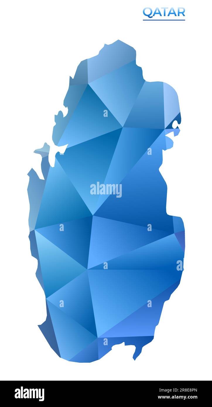 Vector polygonal Qatar map. Vibrant geometric country in low poly style. Authentic illustration ...