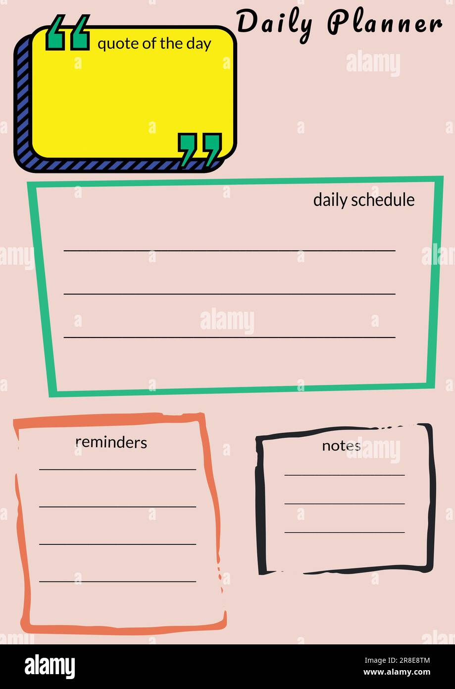 Illustration of daily planner, quote of the day, daily schedule ...