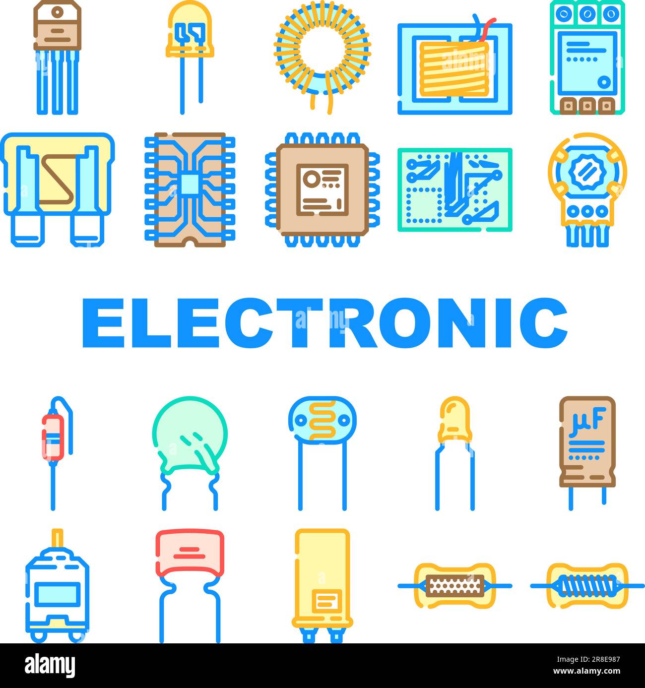 component electronic chip icons set vector Stock Vector Image & Art - Alamy