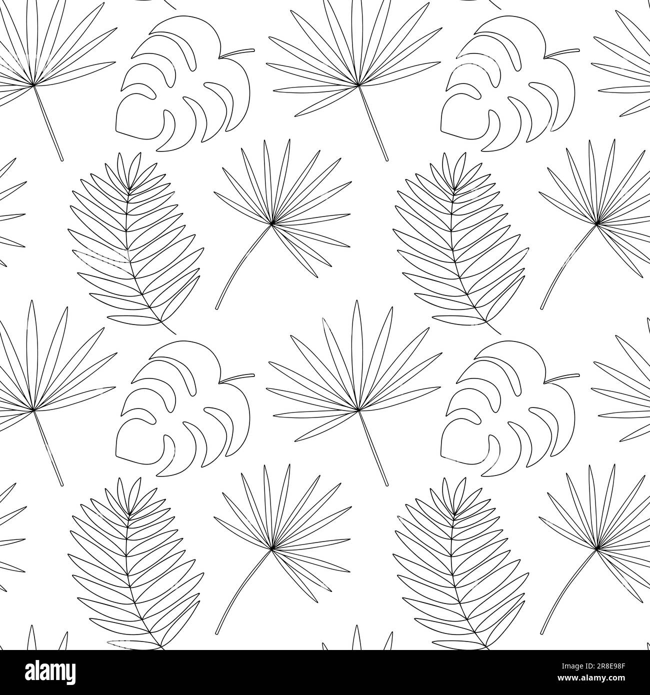 Seamless green monstera leaves Black and White Stock Photos & Images ...