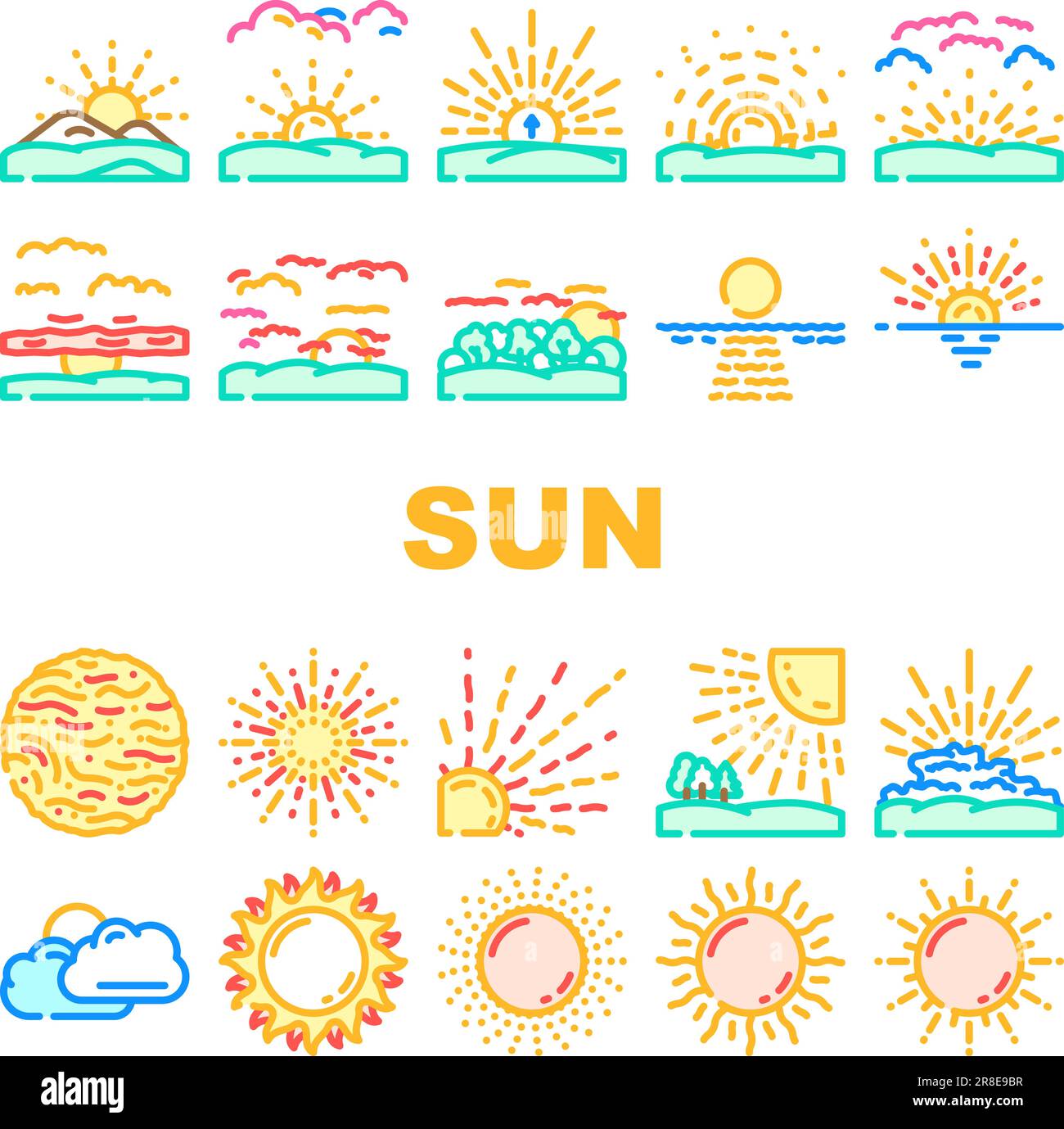 sun summer sunlight light icons set vector Stock Vector Image & Art - Alamy