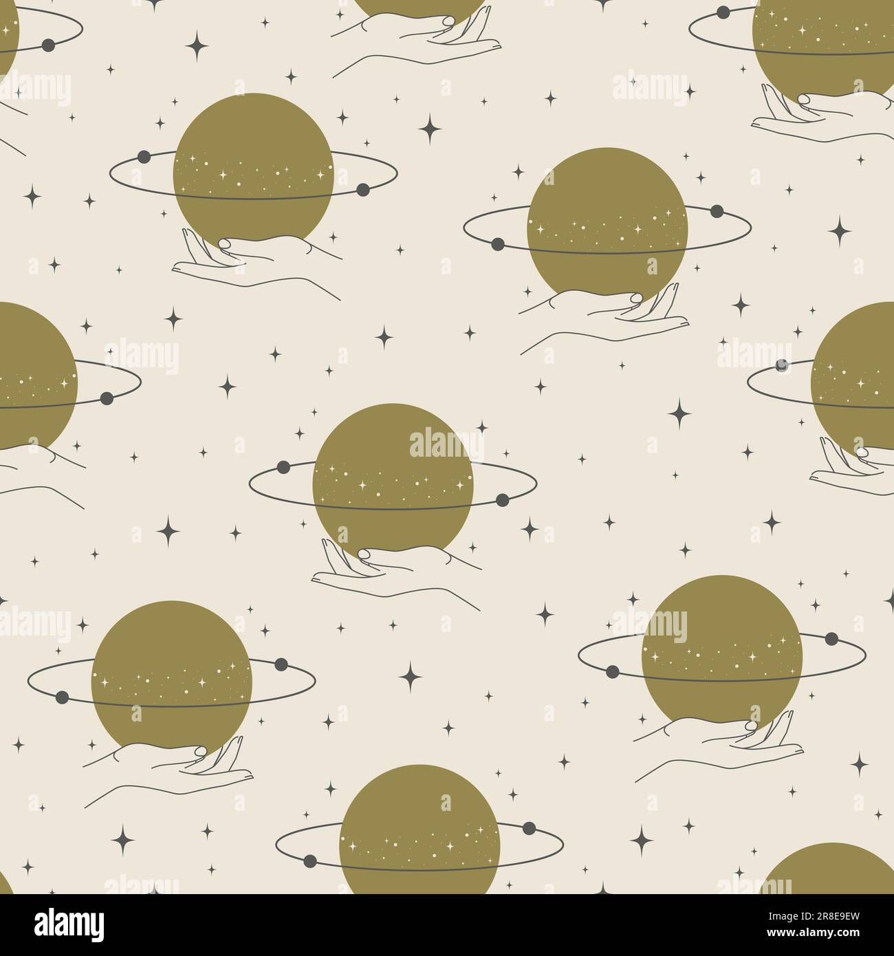 Vector seamless illustration of astrology mystic pattern. Outer space ...