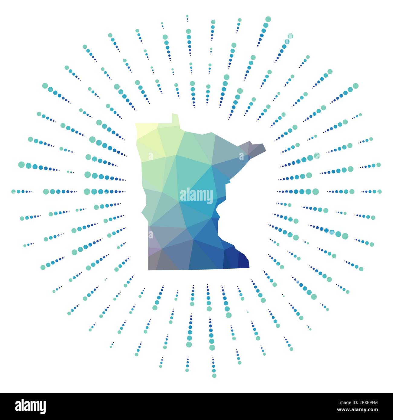 Shape of Minnesota, polygonal sunburst. Map of the US state with ...