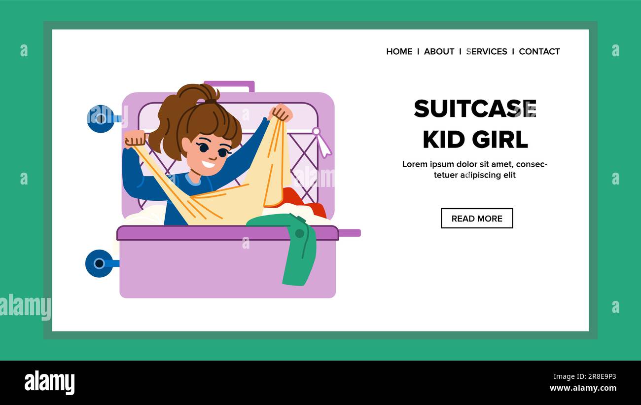 suitcase kid girl vector Stock Vector Image & Art - Alamy