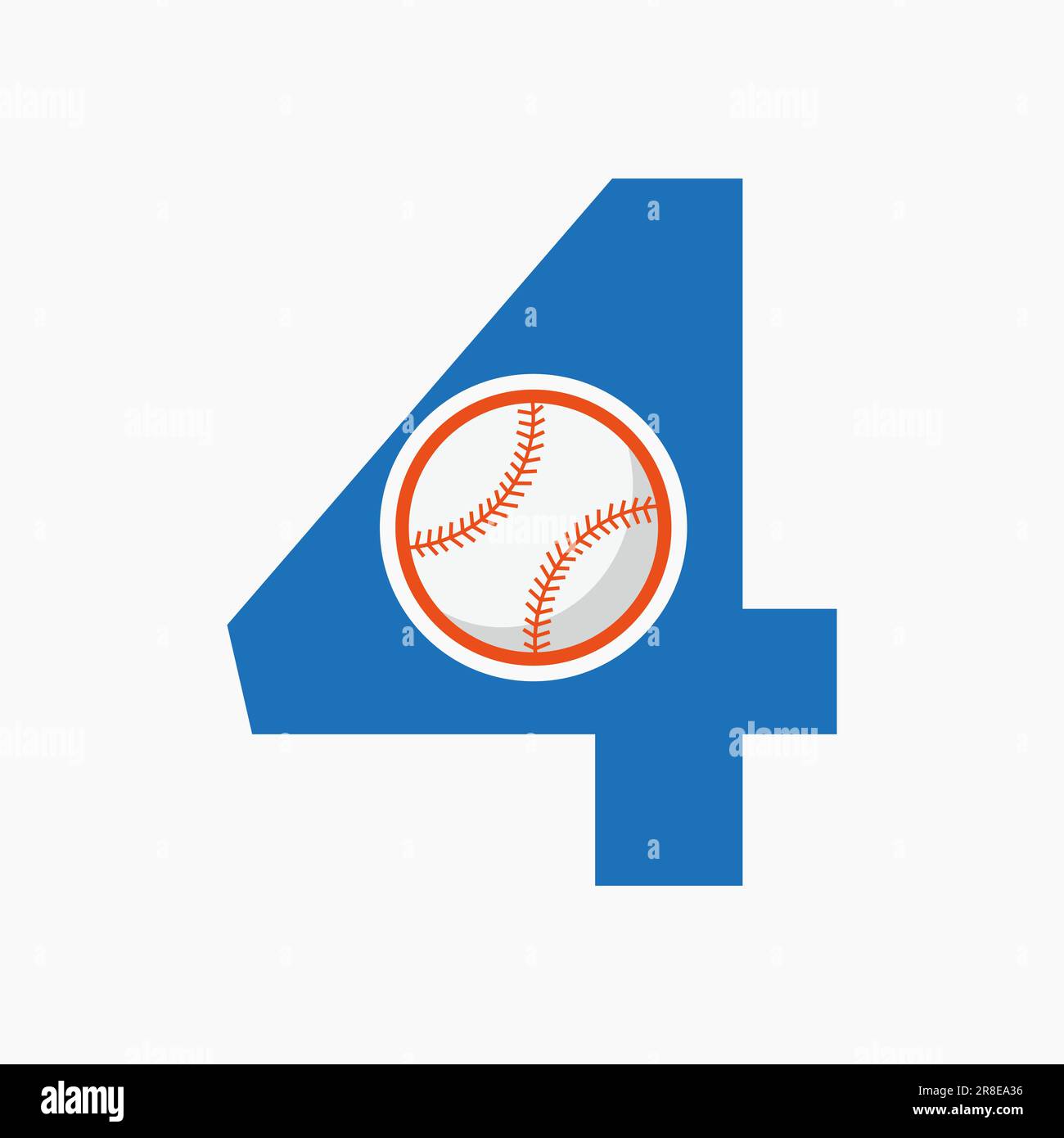 Baseball Logo On Letter 4 Vector Template Stock Vector Image & Art - Alamy