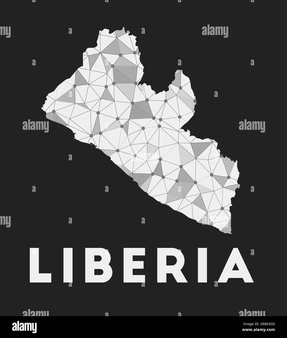 Liberia - communication network map of country. Liberia trendy ...