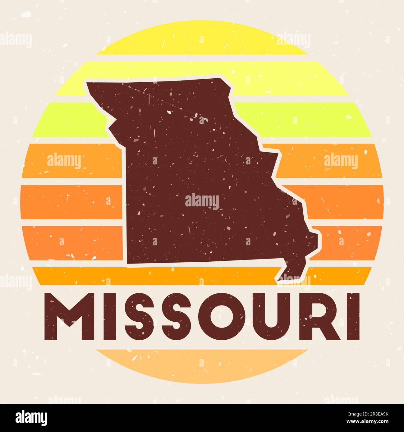 Missouri logo. Sign with the map of US state and colored stripes ...