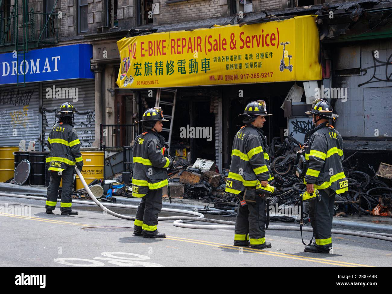 New York City, USA. 20th June, 2023. Firefighters where still at the ...