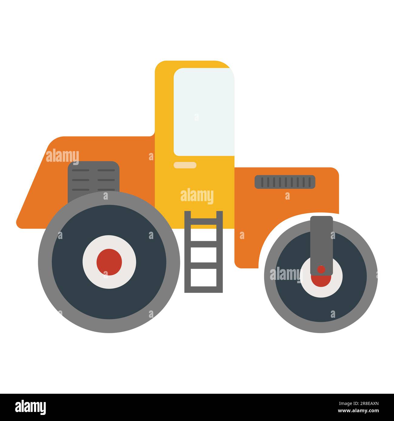 Cartoon car asphalt paver. Vector illustration on a white background ...