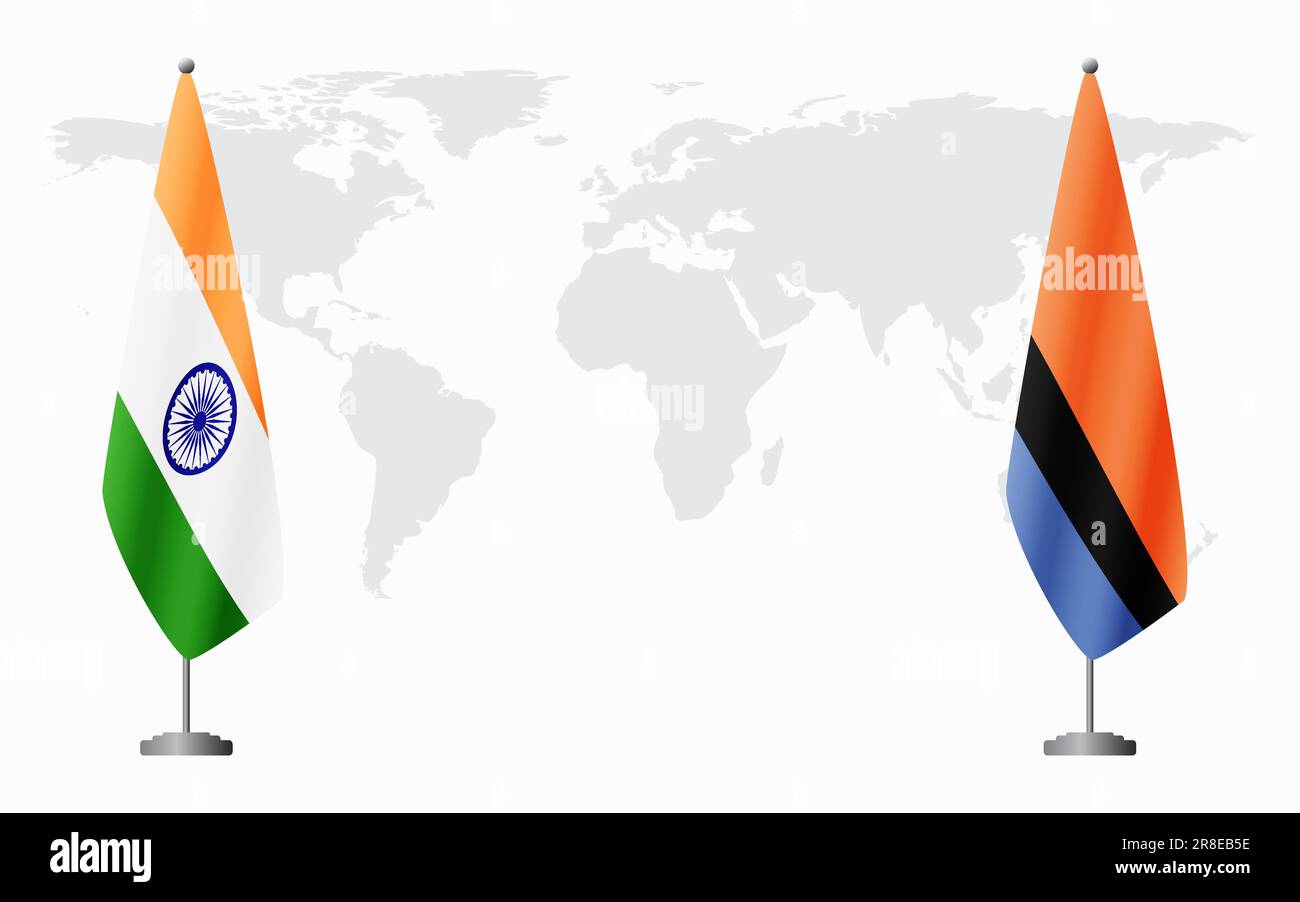 India and Chagos Islands flags for official meeting against background ...