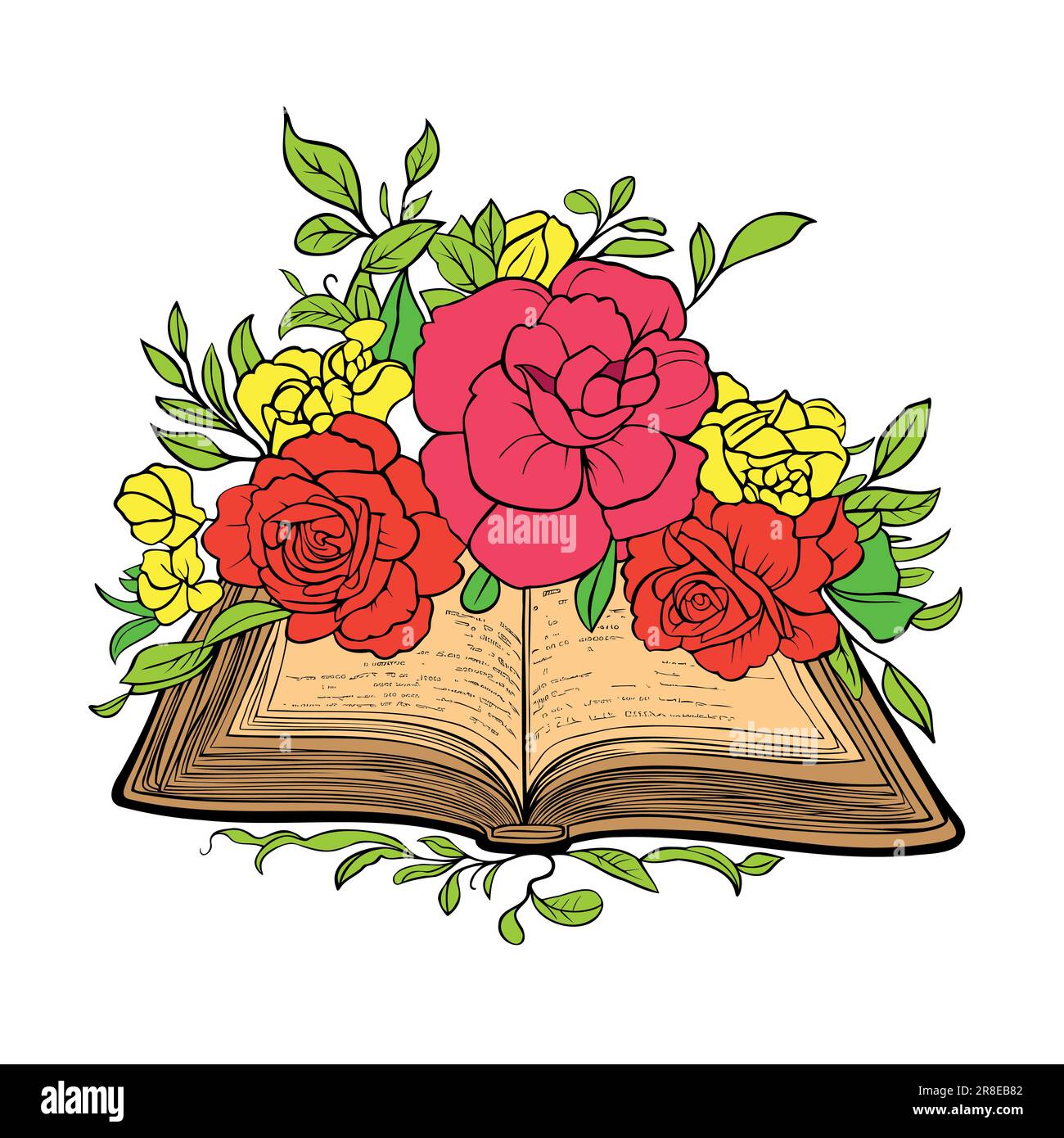 Floral Book isolated clipart, Opened book and wildflowers boho ...