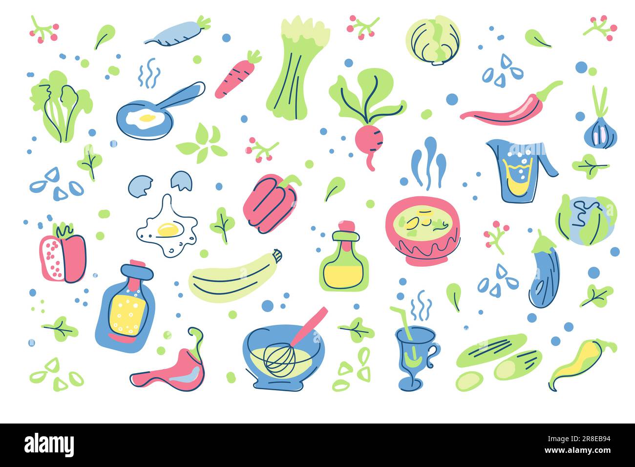 Cooking. Design elements of kitchen utensils and household appliances ...