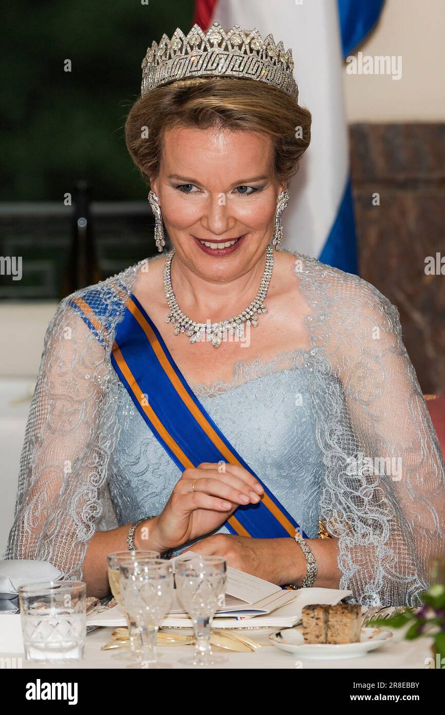 Belgium's Queen Mathilde attends a gala dinner at the Royal Palace in ...