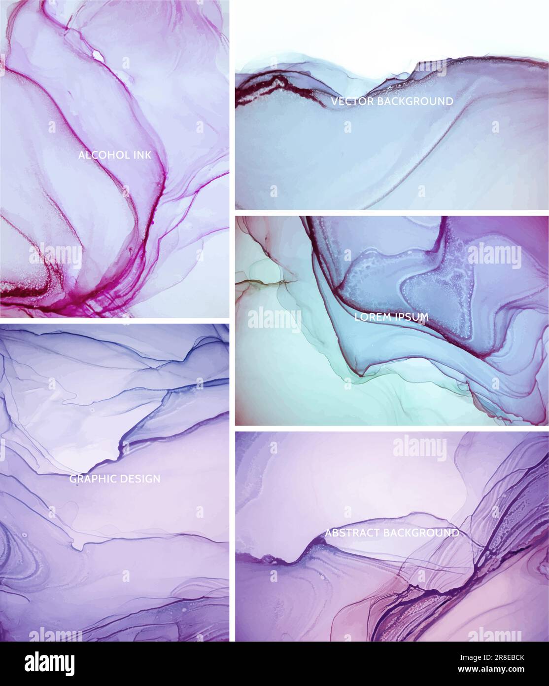 Set luxury abstract alcohol ink marble texture. Modern fluid art ...