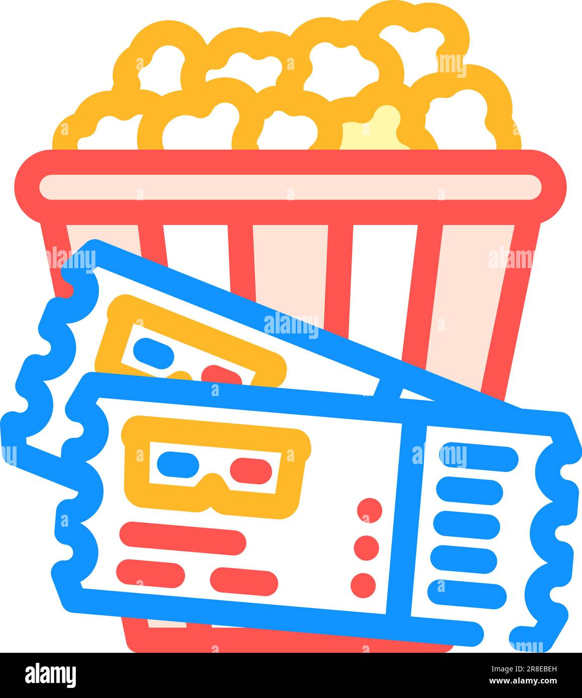 popcorn tickets cinema color icon vector illustration Stock Vector ...