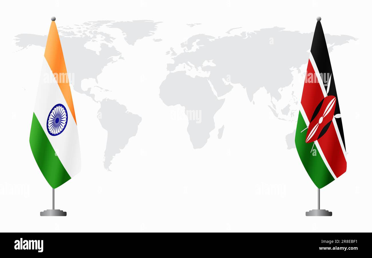 India and Kenya flags for official meeting against background of world ...