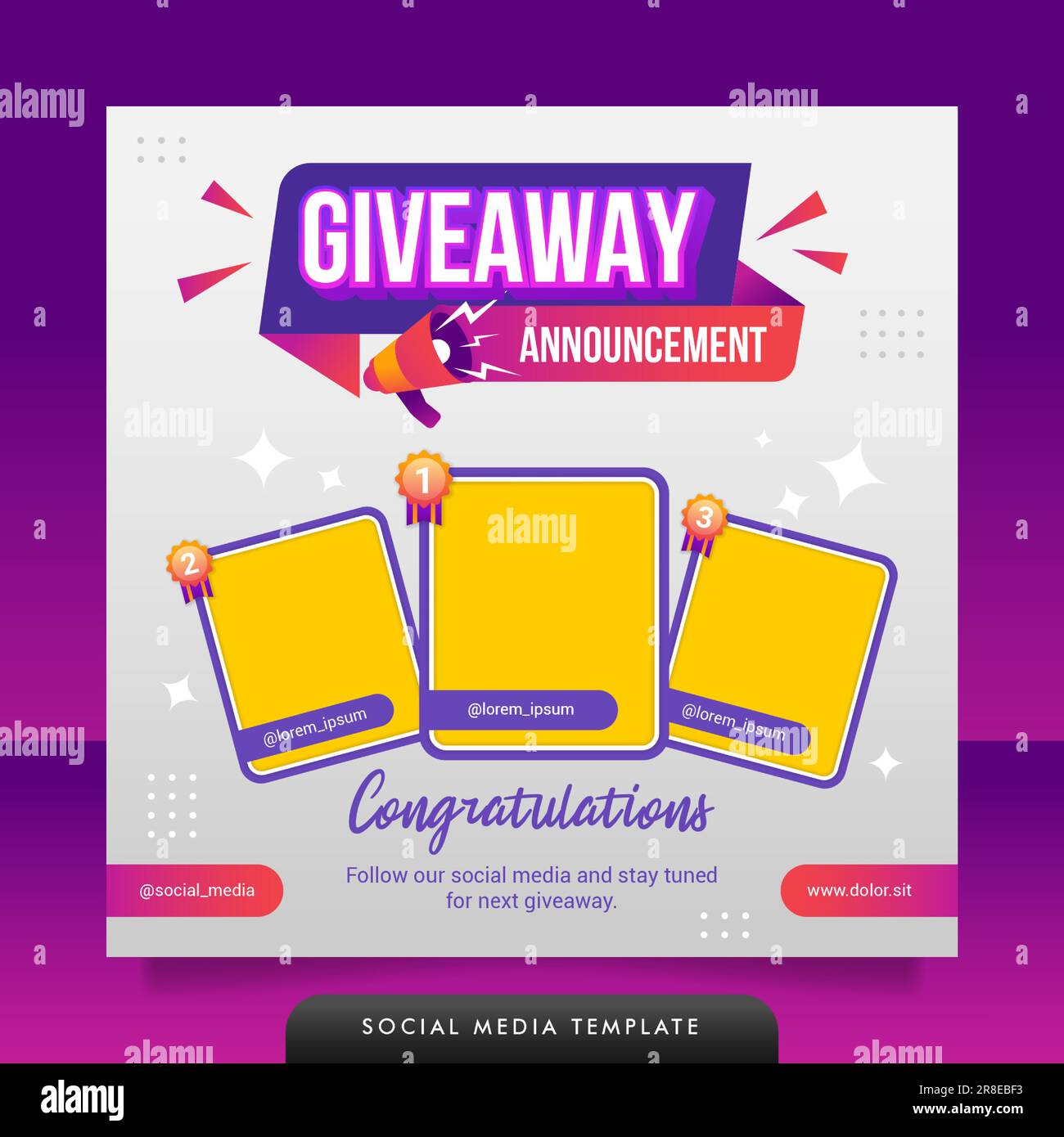 Giveaway winner announcement social media post banner template Stock ...
