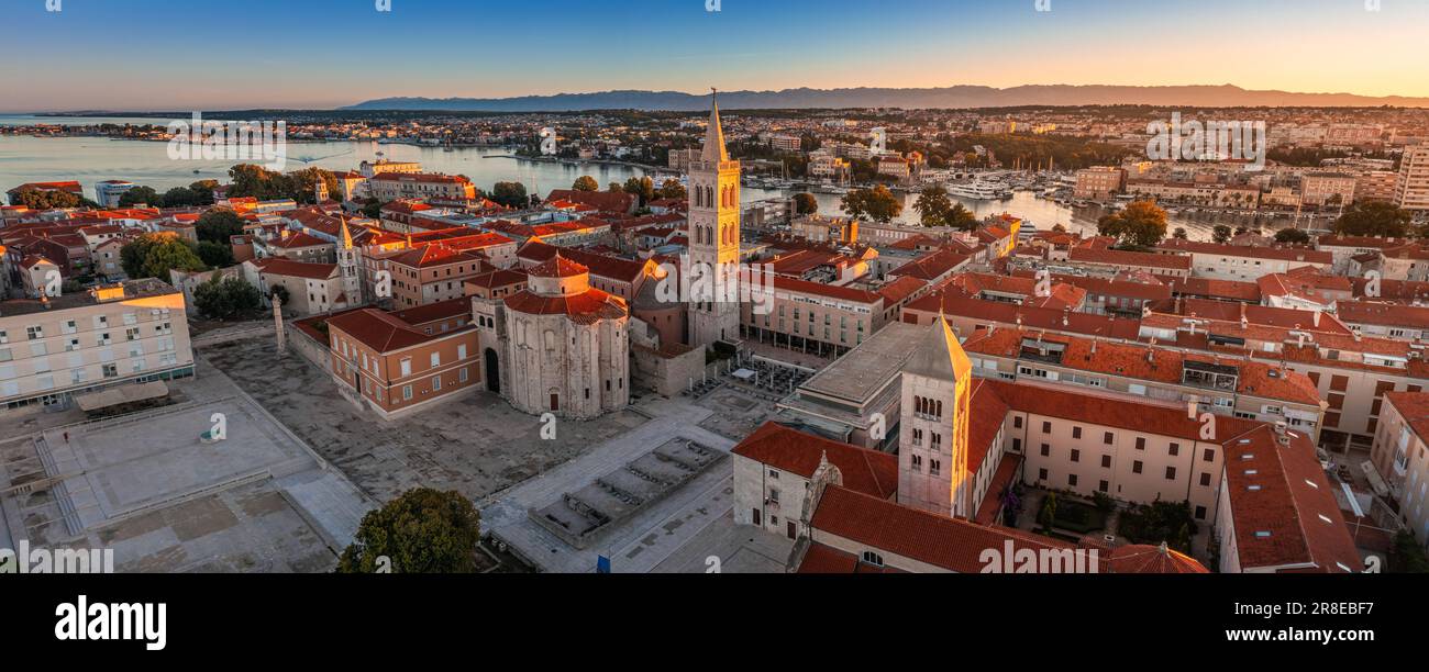 Zadar, Croatia - Aerial panoramic view of the Forum of the old town of ...
