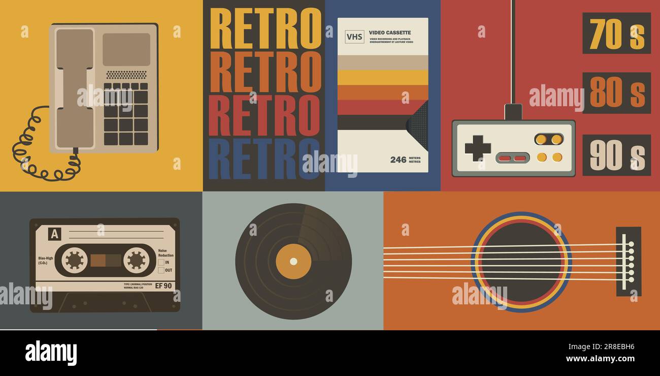Various old-fashioned items on a retro background. Concept retro or ...