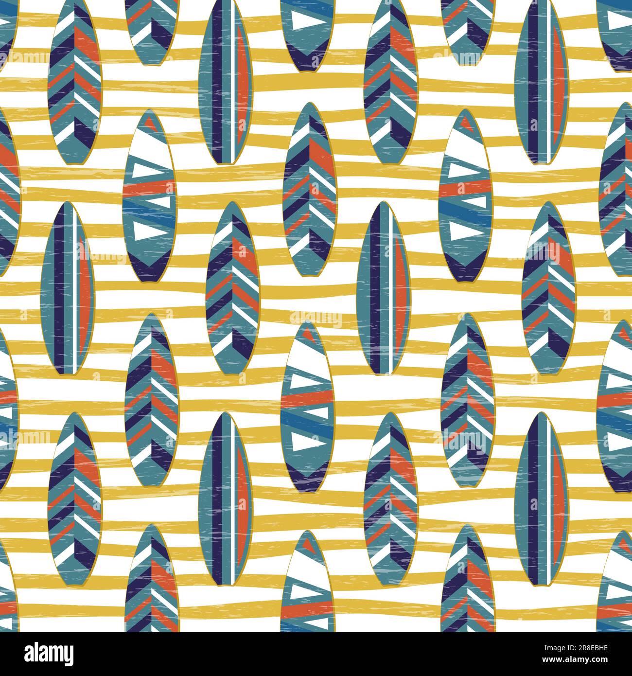 Sea surfing pattern with different type surf desks. Surfboard seamless ...