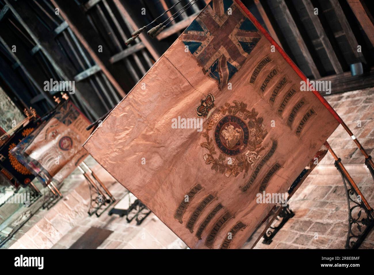 War memorial flags, St Nicholas Cathedral, Newcastle-upon-Tyne Stock ...