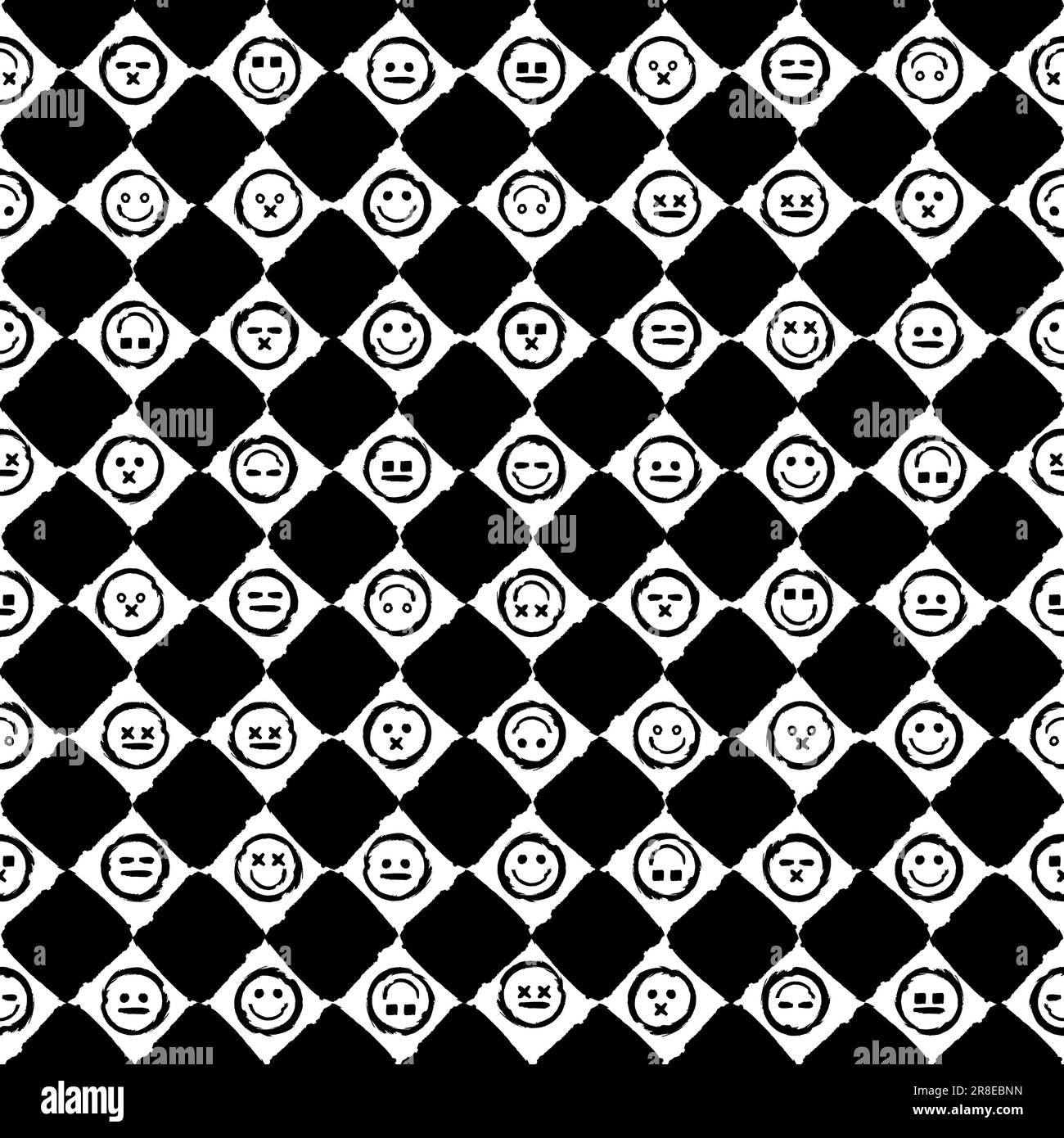 Abstract sloppy seamless pattern with light and dark chess cells and ...