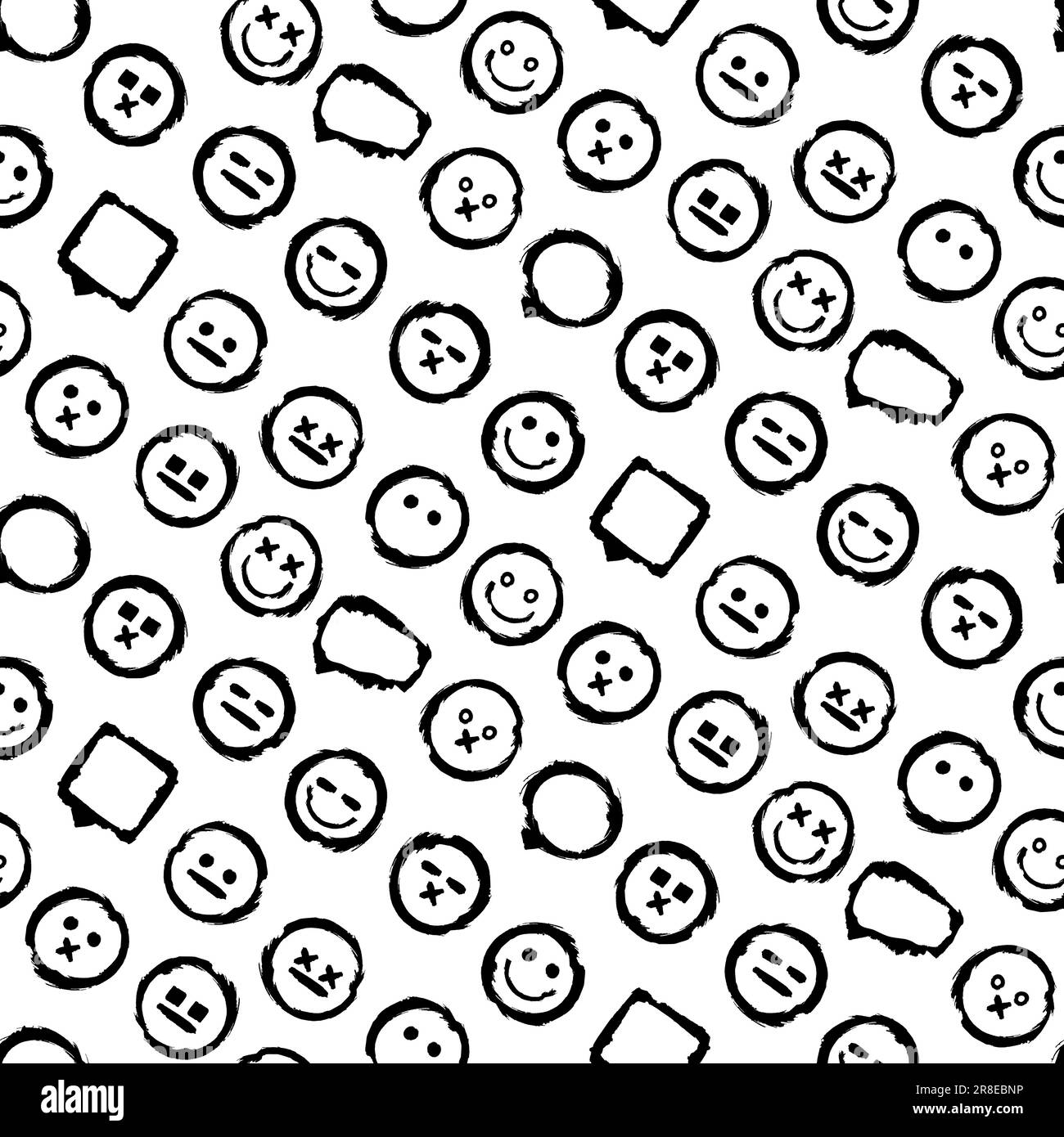Abstract sloppy seamless pattern with Emoji facial expressions and talk ...